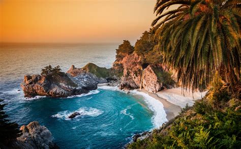 Nature Sea Waves Palm Trees Beach Wallpapers Hd Desktop And