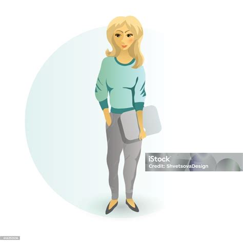 노트북 가정에서 직장 독립적인 여자 소녀 만화 문자입니다 벡터 일러스트 레이 션 0명에 대한 스톡 벡터 아트 및 기타 이미지