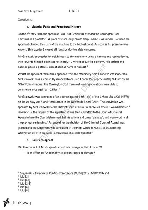 Case Note Assignment Llb101 Introduction To Law Qut Thinkswap