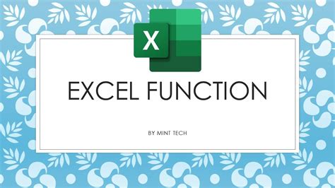 Function In Ms Excel Hindi Mint Tech Youtube