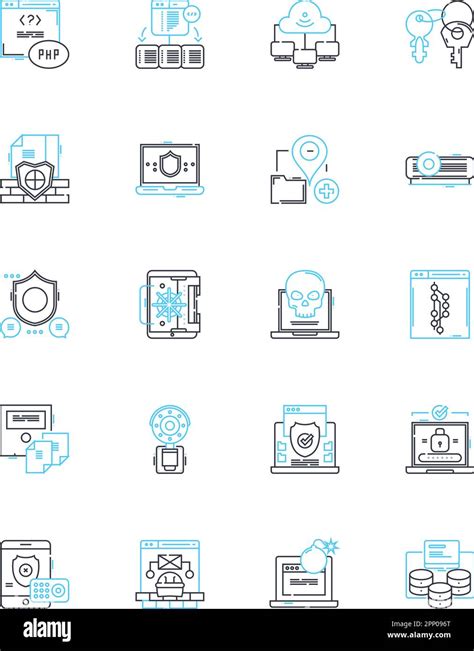 Data Privacy Linear Icons Set Security Encryption Breach Protection Privacy Anonymization