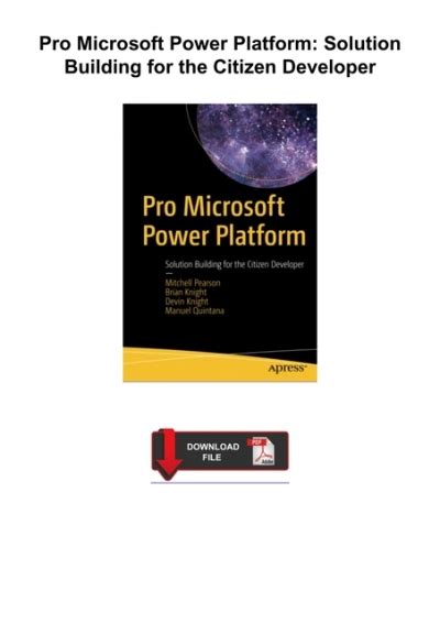 Pdfbook Pro Microsoft Power Platform Solution Building For The