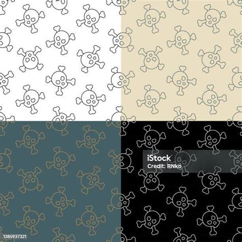 십자가뼈가있는 두개골 위험의 상징 및 생명과 건강에 대한 위협과 함께 매끄러운 패턴 세트 장식 및 직물에 인쇄 장식 디자인 요소입니다 벡터 독극물에 대한 스톡 벡터 아트 및