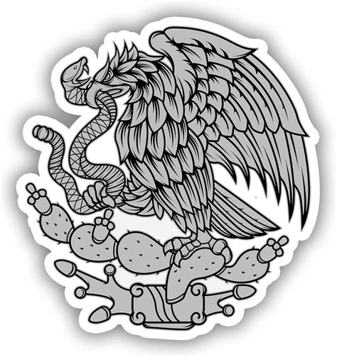 Black Diamond Art Mexican Flag Coat Of Arms Sticker