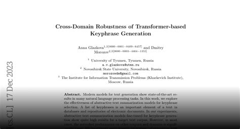 paper page cross domain robustness of transformer based keyphrase