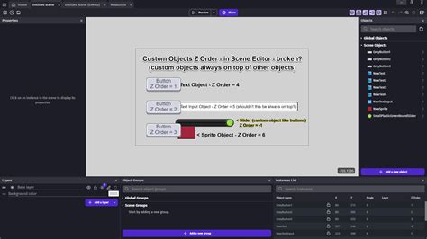 [bug] buttons objects and other custom objects in scene editor