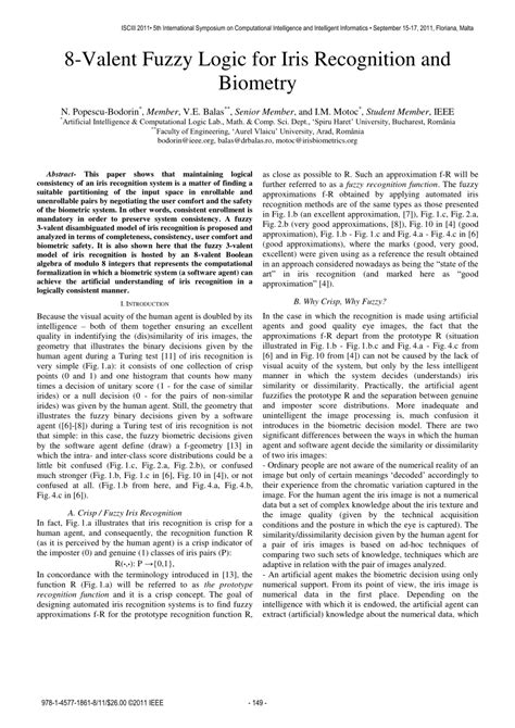 Pdf 8 Valent Fuzzy Logic For Iris Recognition And Biometry