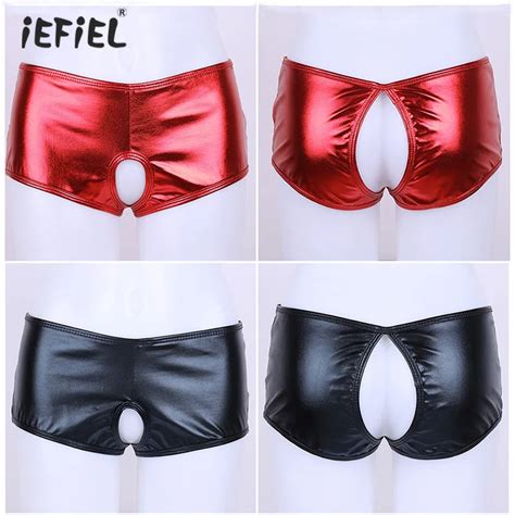 Womens Sexy Lingerie Crotchless Sissy Panties Rave Outfits Wet Look Womens Sexy Lingerie Crotchless Sissy Panties Rave Outfits Wet Look