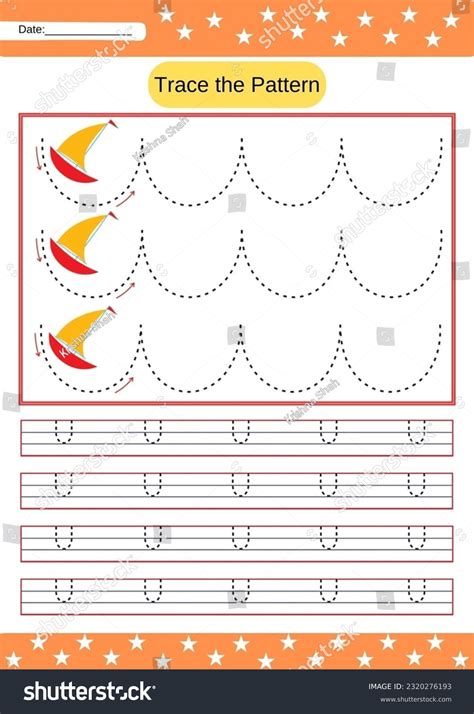 Trace Pattern U Pattern Practice Worksheet Stock Illustration 2320276193 Shutterstock