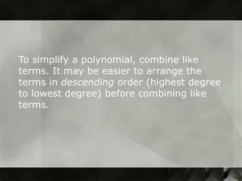 PPT Simplifying Polynomials PowerPoint Presentation Free Download ID