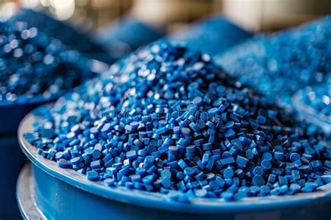Close Up Of Blue Plastic Pellets In A Recycling Facility Ai Generated