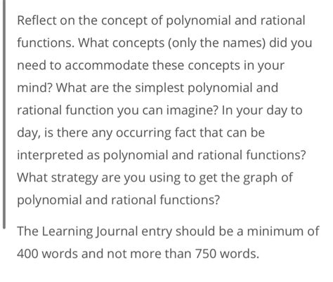 Solved Reflect On The Concept Of Polynomial And Rational