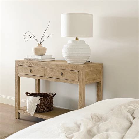 Organic Console Two Drawer Shelf 120cm Blonde Elm Impreshens