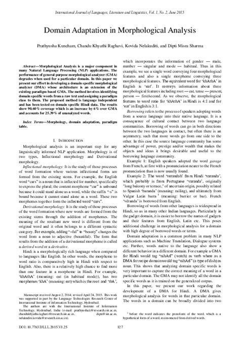 Pdf Domain Adaptation In Morphological Analysis