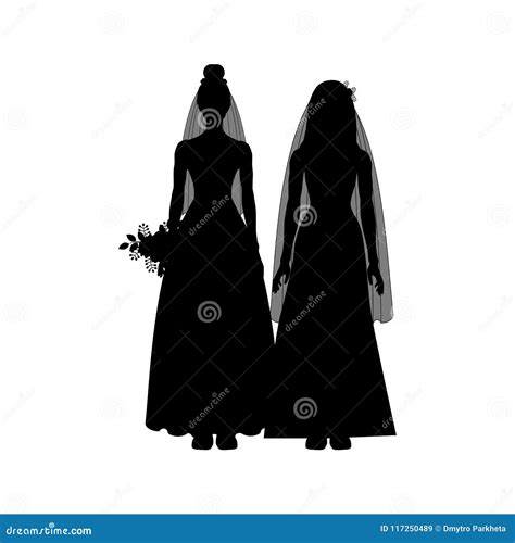 Same Sex Wedding Silhouette Stock Vector Illustration Of Wedding Vector