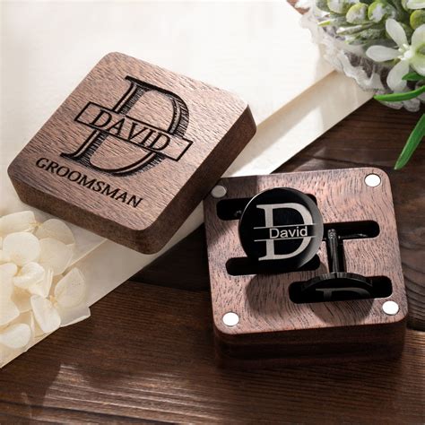 Personalized Groomsmen Cufflinks Engraved Cufflink With Box Custom