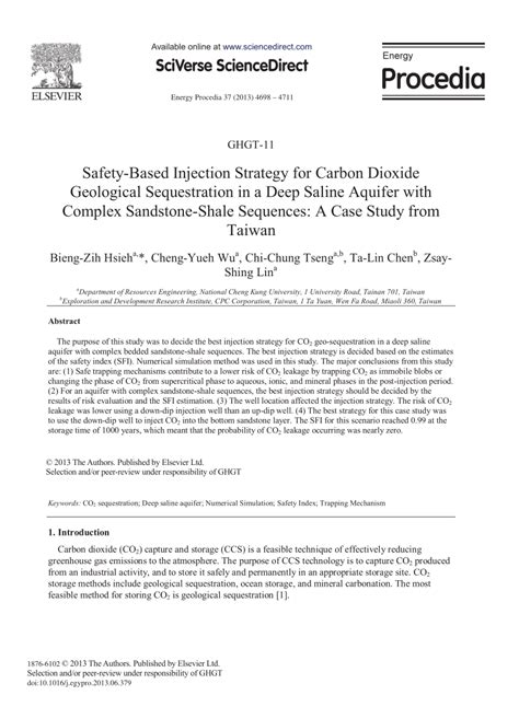 Pdf Safety Based Injection Strategy For Carbon Dioxide Geological Sequestration In A Deep