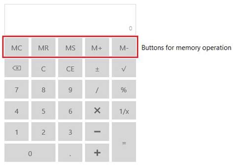 Memory In UWP Calculator Control Syncfusion