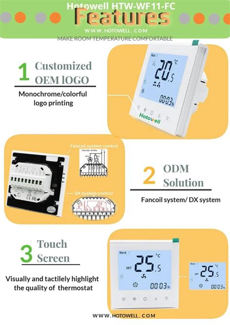 OEM ODM Fan Coil Unit Temperature Controller RS Modbus WiFi Digital Room Thermostat