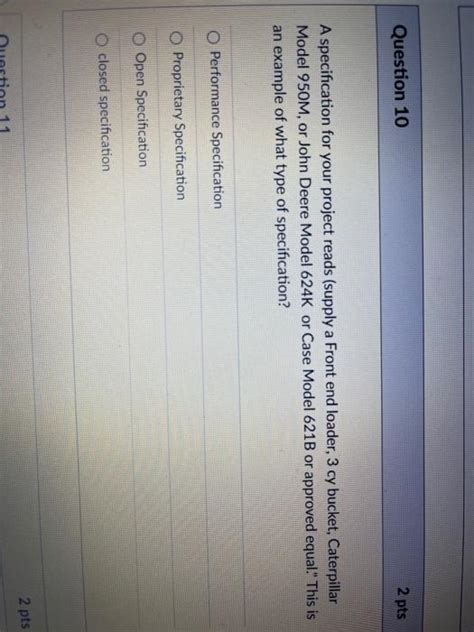 solved question 10 2 pts a specification for your project