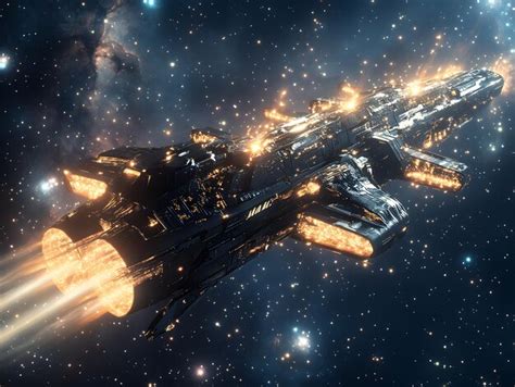 Nebulae Spacecrafts And Abstract Planets In A Galactic Exploration Premium Ai Generated Image