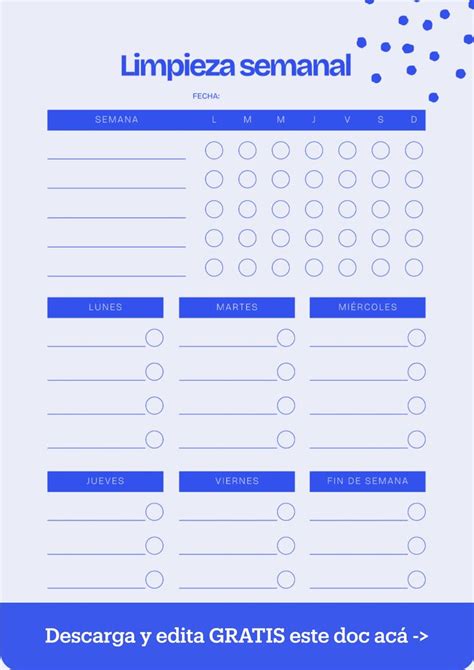 Organiza Tus Tareas De Limpieza Con Esta Plantilla De Planilla De