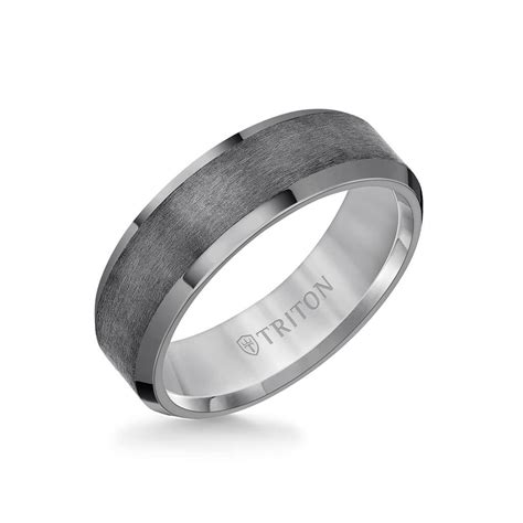 Tantalum Wedding Ring Vertical Satin And Bevel Edge Triton Jewelry