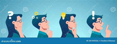 Vector Of A Thoughtful Man And Woman Thinking Solving Together A Common Problem Stock