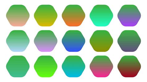 Colorful Green Color Shade Linear Gradient Palette Swatches Web Kit Rounded Hexagons Template