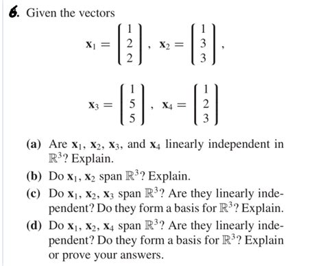 Solved Given The Vectors Chegg