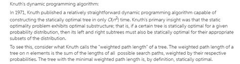 Solved Knuth S Dynamic Programming Algorithm In Knuth Chegg