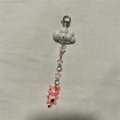 🍓☁️cloud Pink Cat Keychain☁️🍓 Star Glass Depop