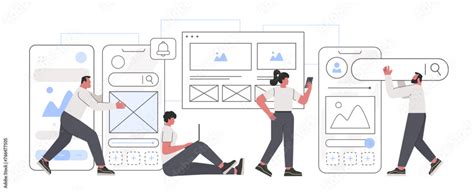 Ui And Ux Concept Designers Creating And Testing Functional Interface For Mobile Apps Team