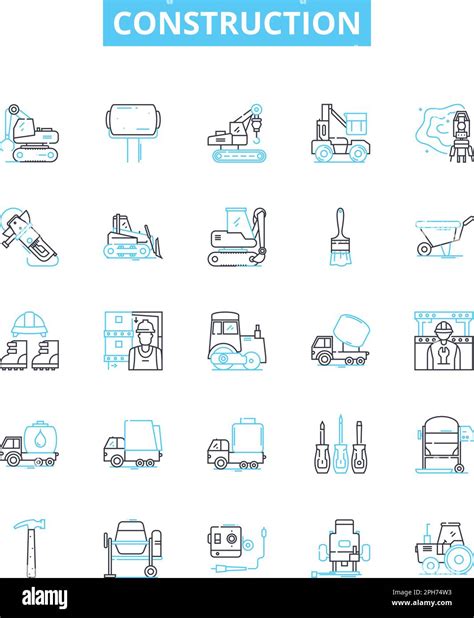 Construction Vector Line Icons Set Build Structure Construct Architect Edifice Engineering