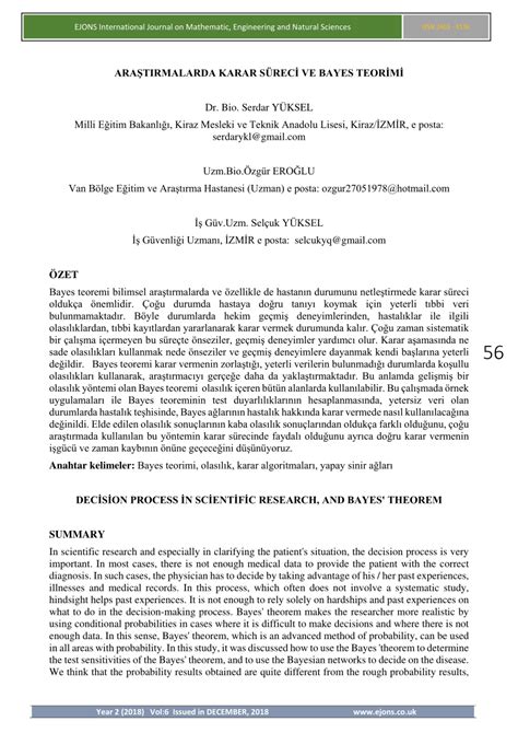Pdf Decision Process In Scientific Research And Bayes Theorem