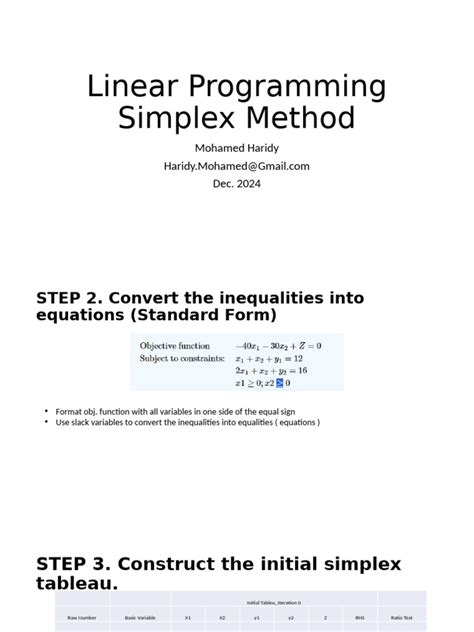 Simplex Method For Linear Programming Pdf Algorithms And Data