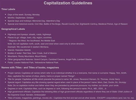 Capitalization Guidelines Handout For 9th 10th Grade Lesson Planet