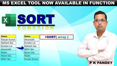 Ms Excel SORT Function New Dynamic Array Function YouTube