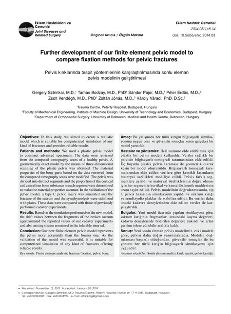 Pdf Further Development Of Our Finite Element Pelvic Model To Compare