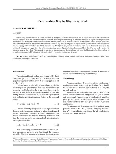 pdf path analysis step by step using excel