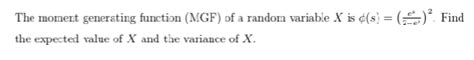 solved the moment generating function mgf of a random