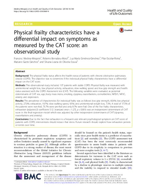Physical Frailty Characteristics Have A Differential Impact On Symptoms As Measured By The Cat