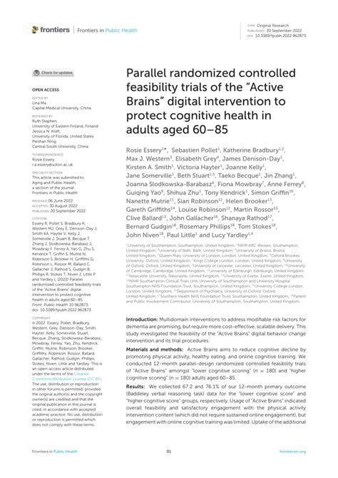 Pdf Parallel Randomized Controlled Feasibility Trials Of The Active