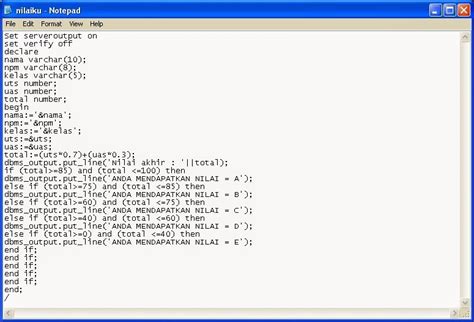 Cara Membuat Program Perhitungan Nilai UTS Dan UAS Pada PL SQL Blogspot