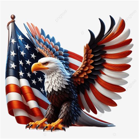 النسر الأصلع مع علم الولايات المتحدة الأمريكية في الرابع من يوليو يوم