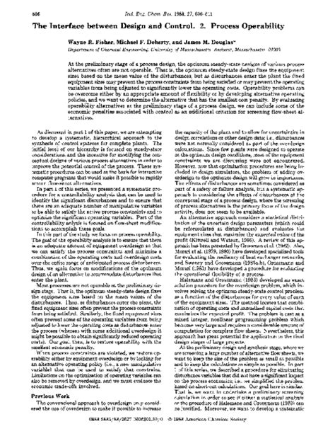 Pdf The Interface Between Design And Control 2 Process Operability