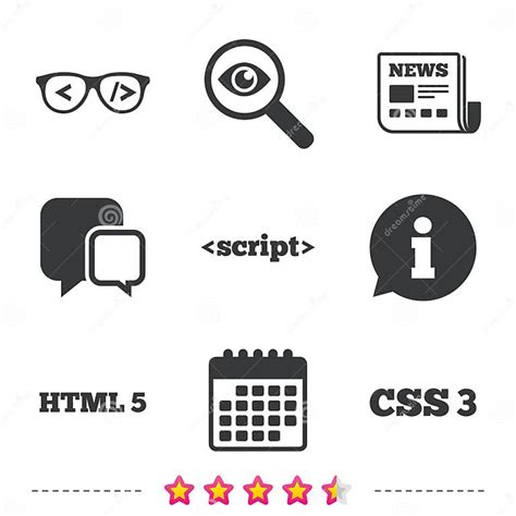 Programmer Coder Glasses Html Markup Language Stock Vector