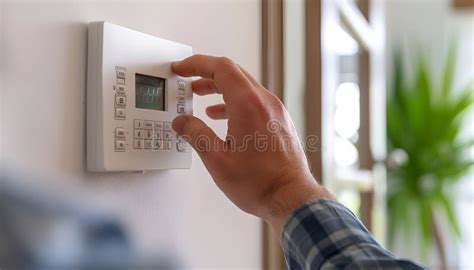 Man Entering Code On Security Alarm System At Home Closeup Stock Photo Image Of Combination