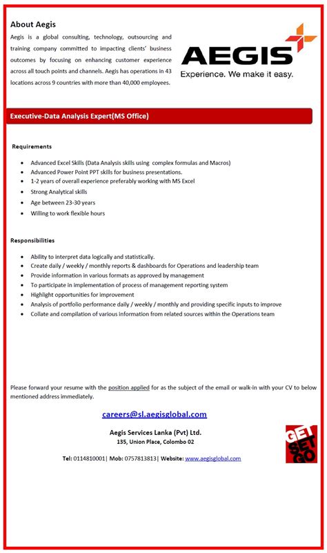 executive data analysis expert ms office