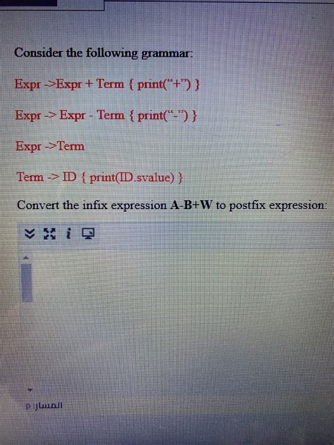 solved consider the following grammar expr expr term {